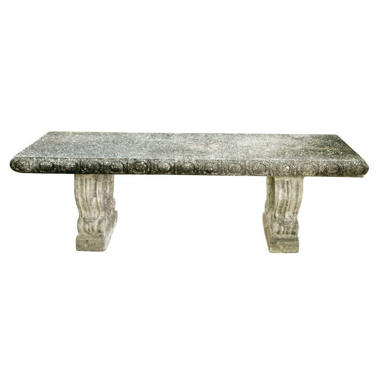 Elegant Cast Stone Garden Seat at 1stDibs