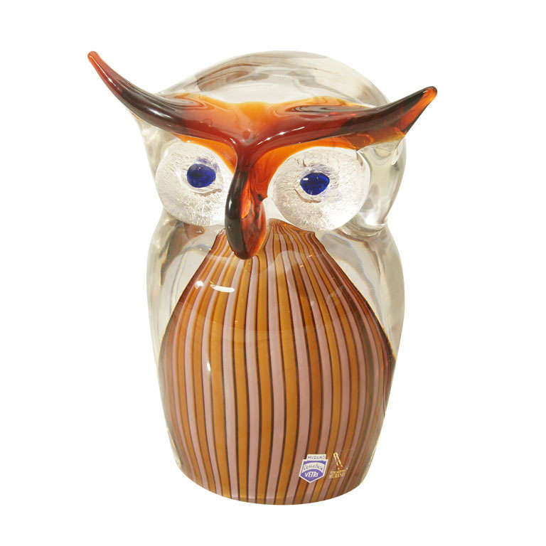 Cenedese Murano Glass Owl at 1stDibs