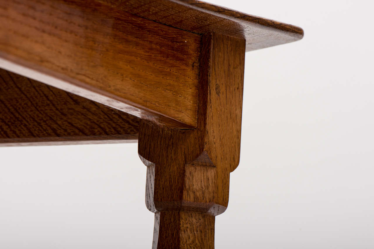A Robert “Mouseman” Thompson Oak Double Dish stool. at 1stDibs