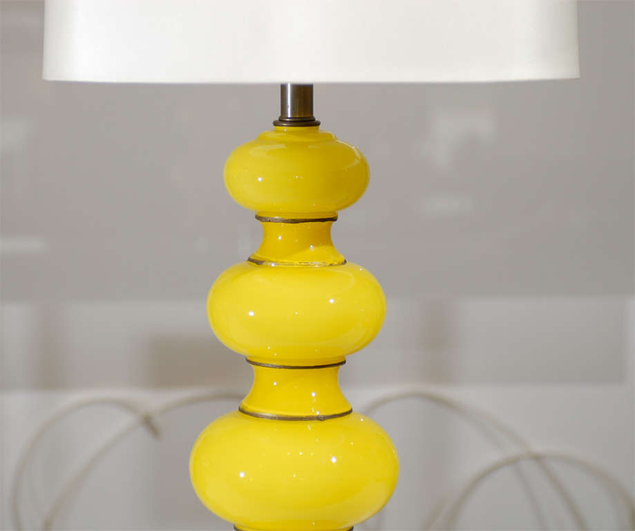 Pair of Vintage Yellow Glass Lamps at 1stDibs