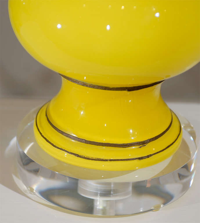 Pair of Vintage Yellow Glass Lamps at 1stDibs