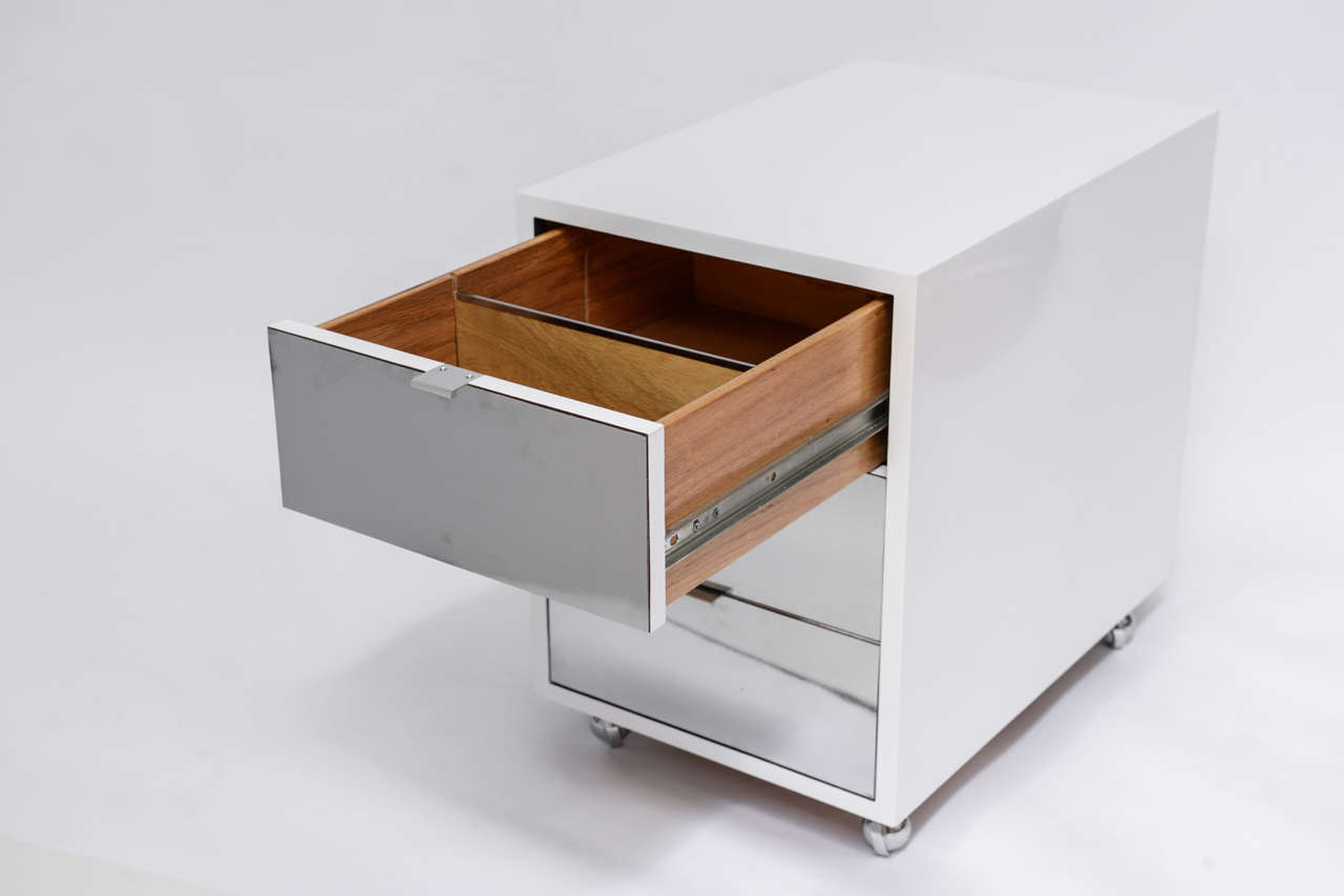 1970's Waterfall Desk White Laquered and Chrome Laminate at 1stDibs ...