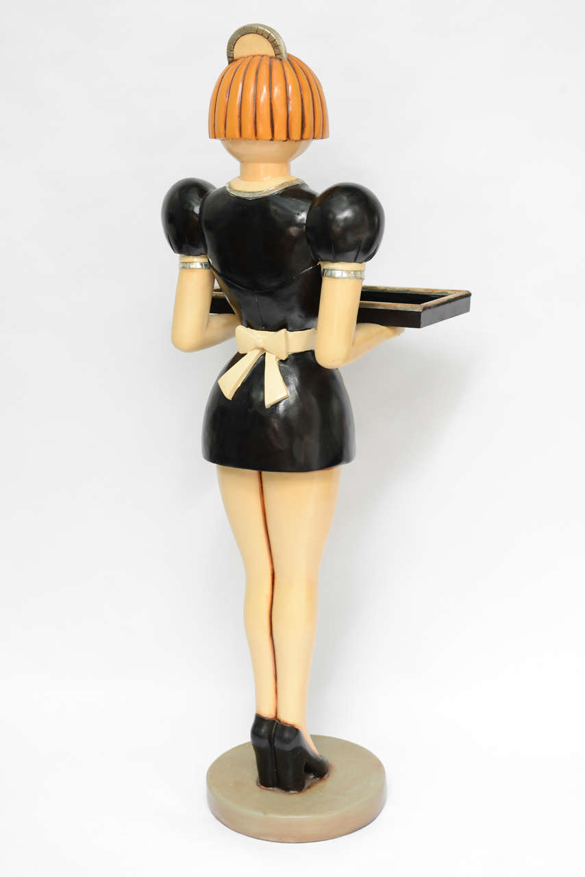 Waitress Statue Finely Hand-painted Quality Designer at 1stDibs