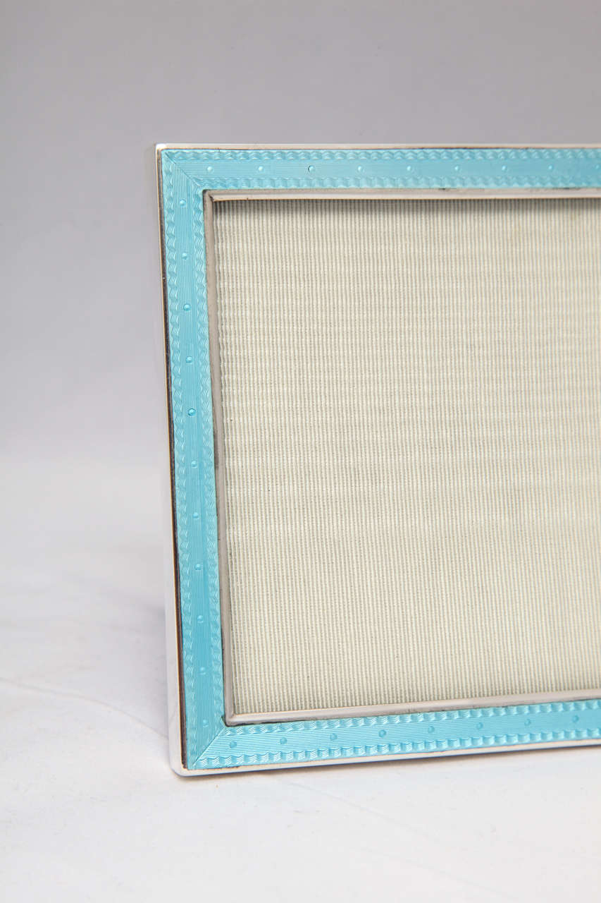 Edwardian Sterling Silver and Blue Guilloche Enamel Picture Frame at ...