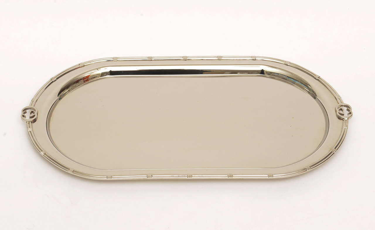 Gucci Hallmarked Vintage Silver Plate Oval Tray at 1stDibs
