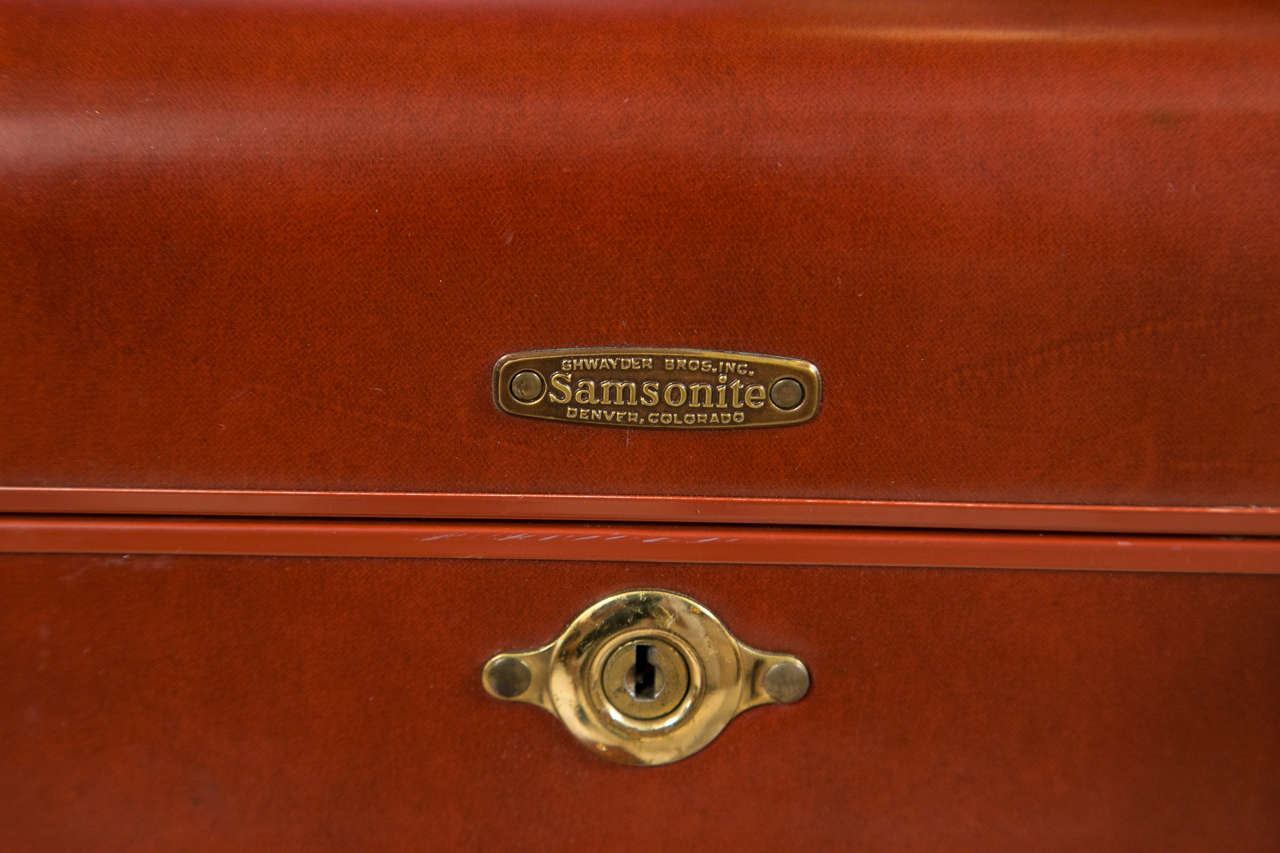Fine Vintage Samsonite Deco Leather Three Piece Suitcase Luggage Suite ...