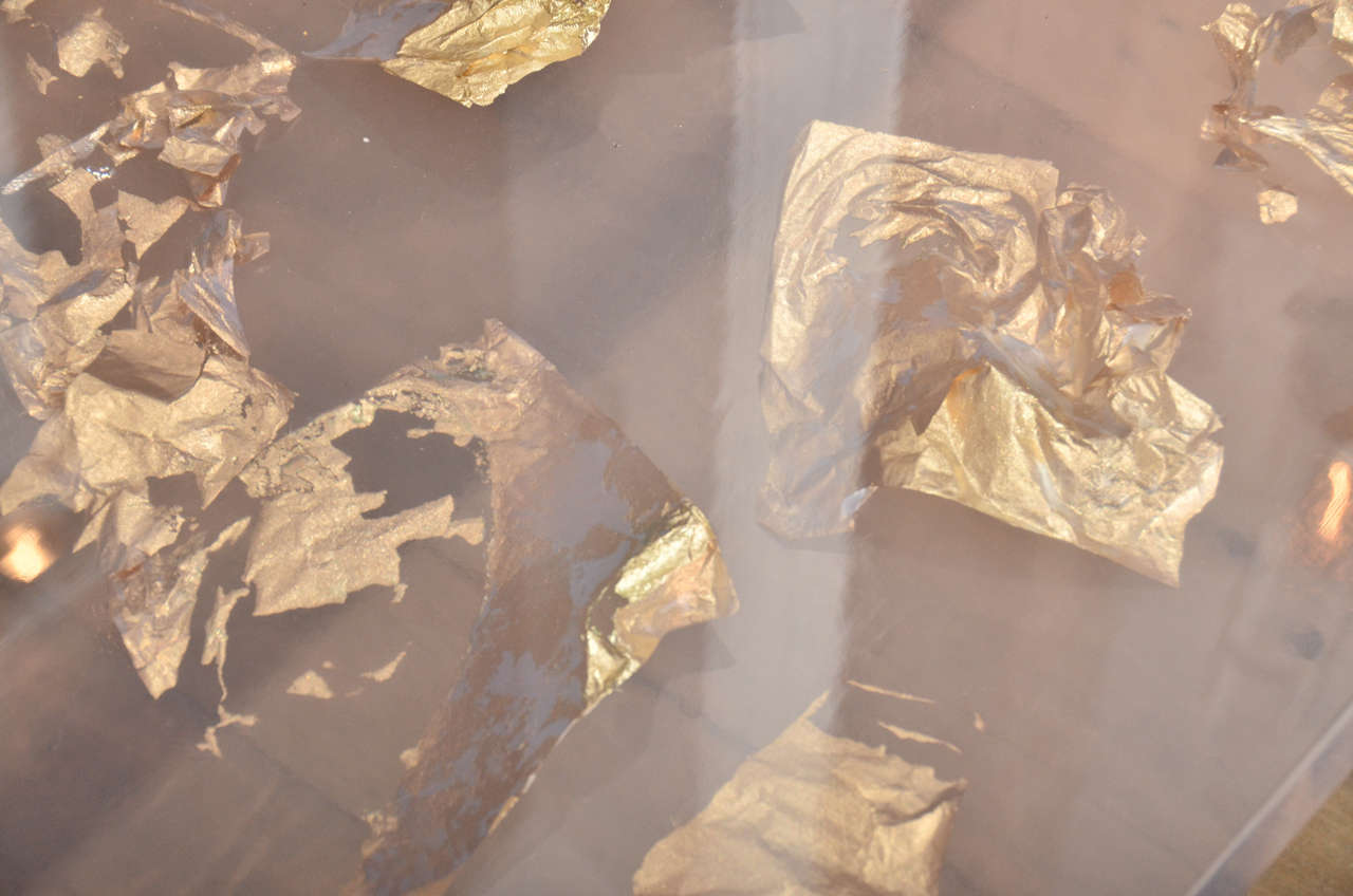 Contemporary Gold Leaf Inlay Coffee Table with Brass Frame at 1stDibs ...