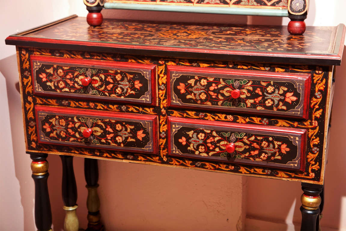 Indian Folk Art Style Mirror with Matching Console at 1stDibs ...