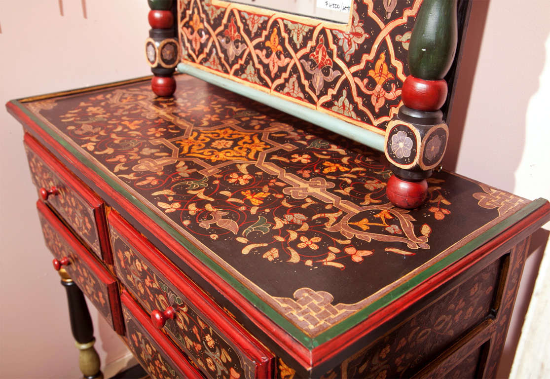 Indian Folk Art Style Mirror with Matching Console at 1stDibs ...
