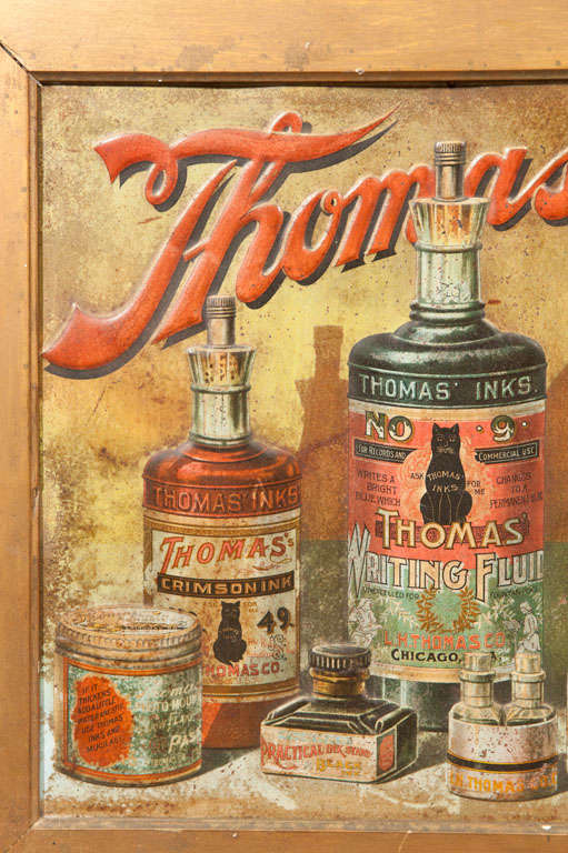 Embossed Tin Thomas Inks Advertising Sign at 1stDibs
