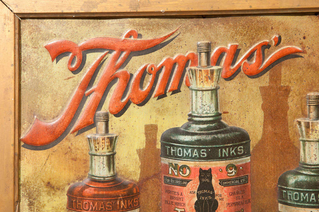 Embossed Tin Thomas Inks Advertising Sign at 1stDibs
