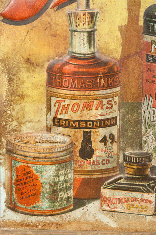 Embossed Tin Thomas Inks Advertising Sign at 1stDibs