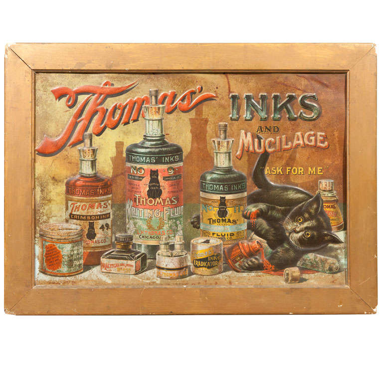 Embossed Tin Thomas Inks Advertising Sign at 1stDibs