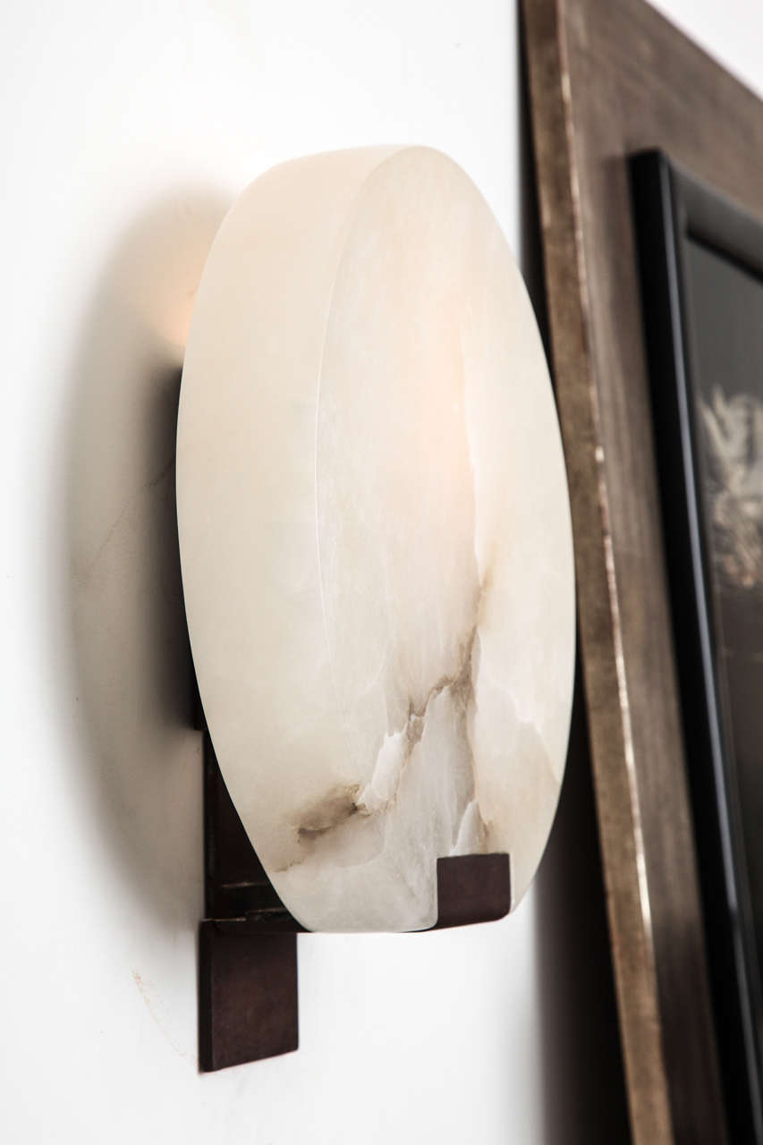 Pair of Veined Alabaster "Moon" Sconces by Stephen Downes at 1stDibs ...