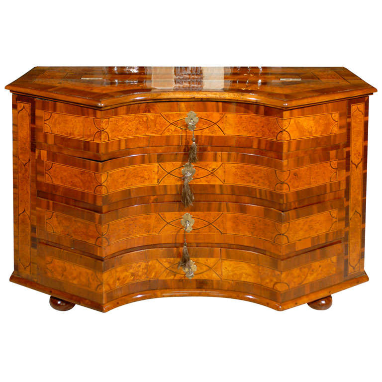 18th Century Austrian Concave Chest on Bun Feet at 1stDibs