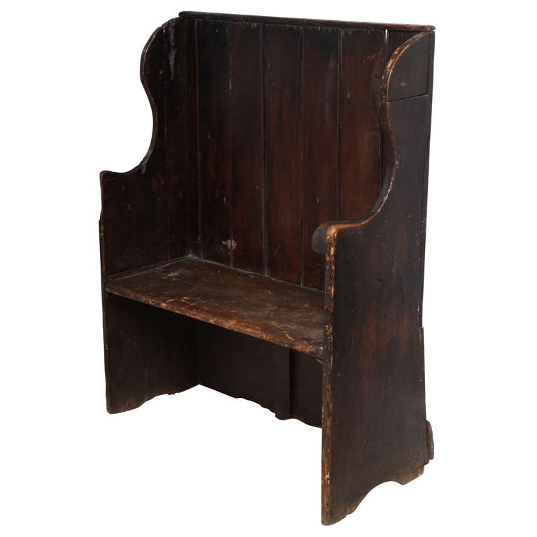 Late 18th C. Oak and Fir Wood High Back Bench at 1stDibs | antique high ...