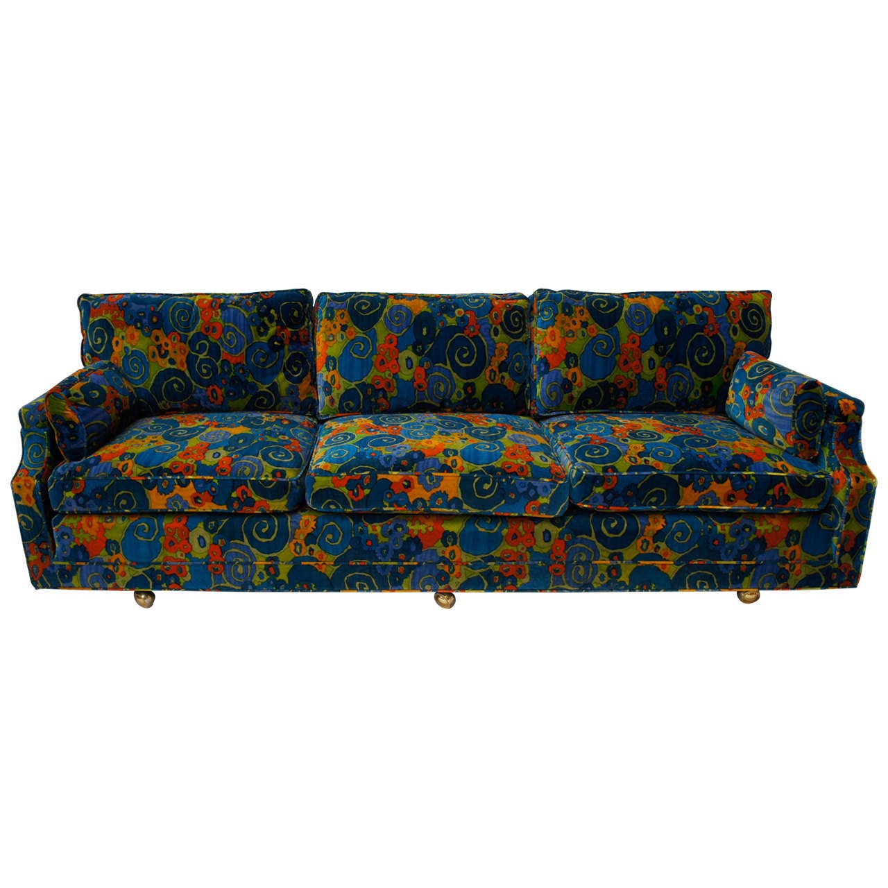 mid century 70's Jack Lenor Larsen Velvet Sofa at 1stDibs | 70s velvet ...