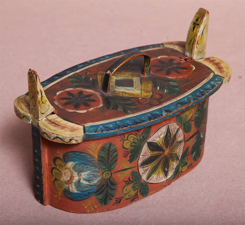 Norwegian Painted Wooden Pantry Box at 1stDibs