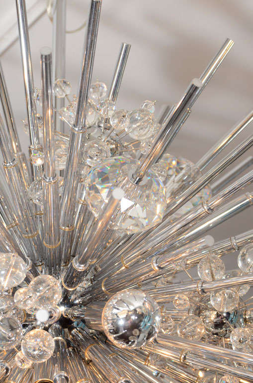 Crystal Sputnik Chandelier with Nickel Telescopes For Sale at 1stDibs