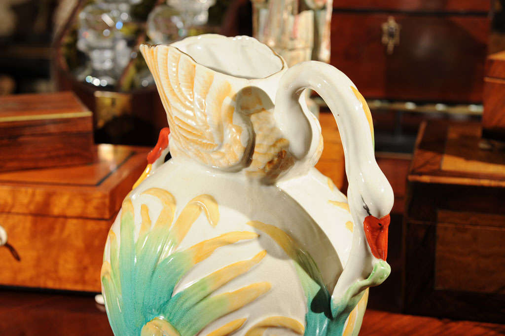 Fanciful English Majolica Style Swan-Motif Pitcher at 1stDibs | swan ...