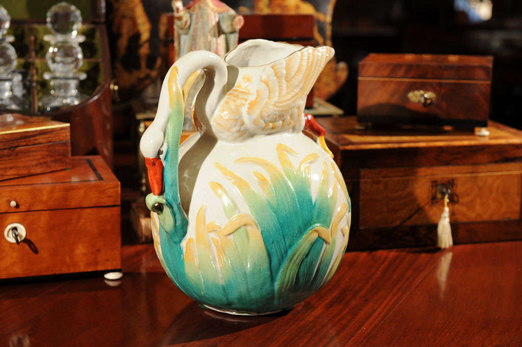 Fanciful English Majolica Style Swan-Motif Pitcher at 1stDibs | swan ...