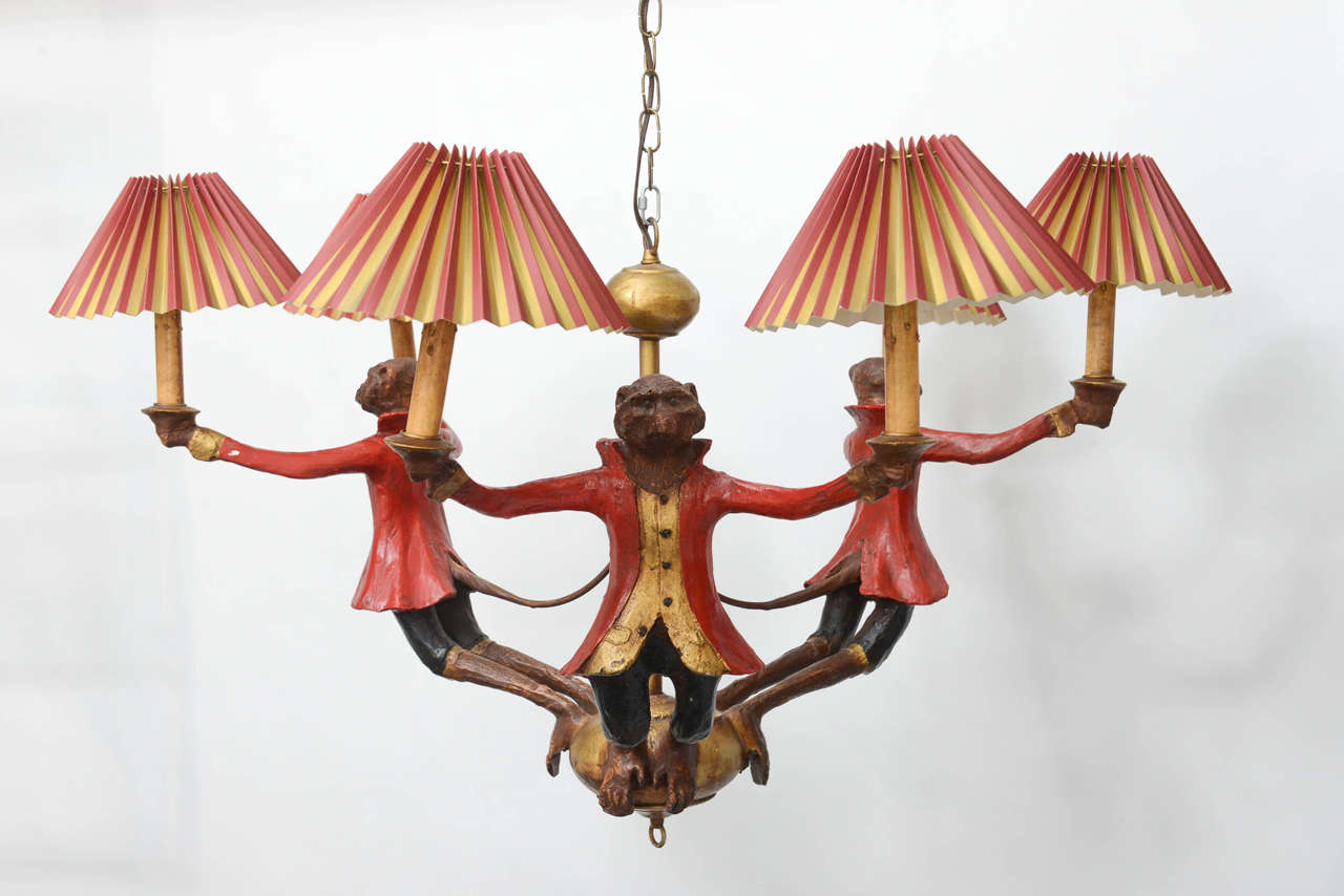 Vintage Bill Huebbe Original Handcrafted Monkeys Chandelier Whimsical ...