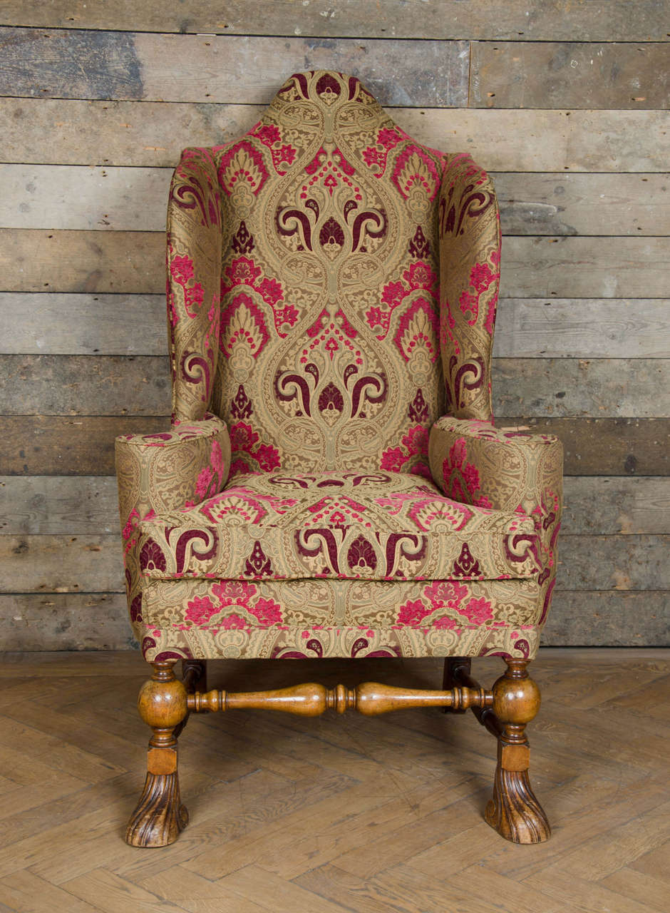 Antique William and Mary Wingback Armchair For Sale at 1stDibs