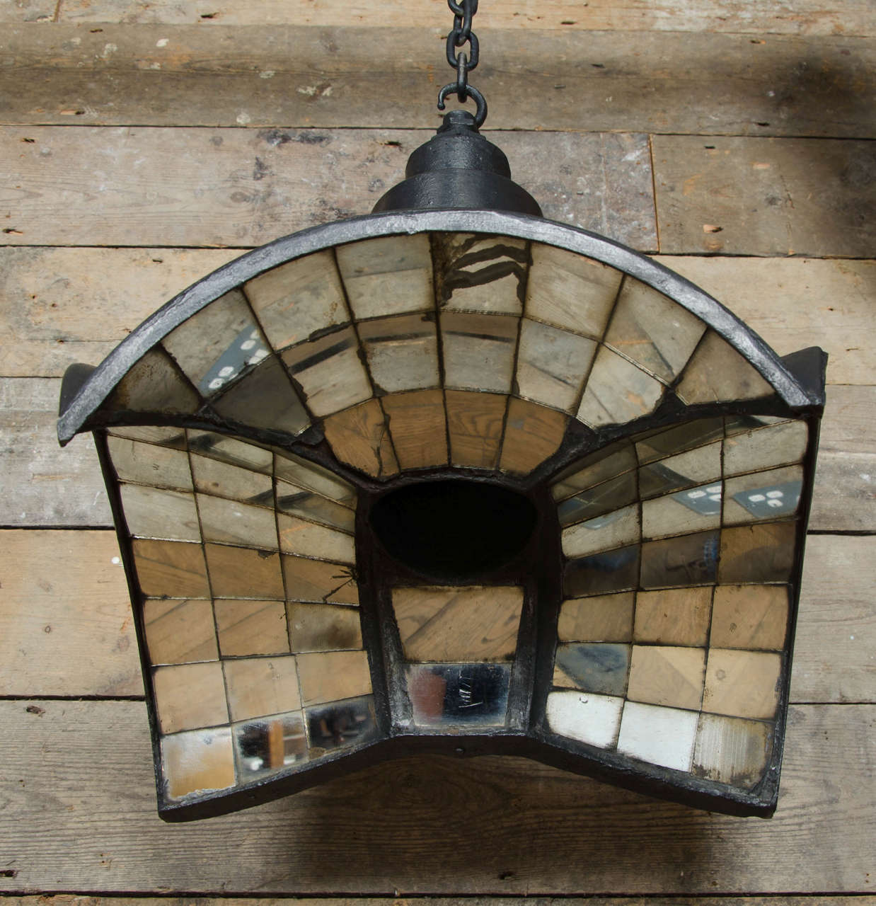 Antique Industrial, Cast Iron Mirrored Ceiling Lights at 1stDibs