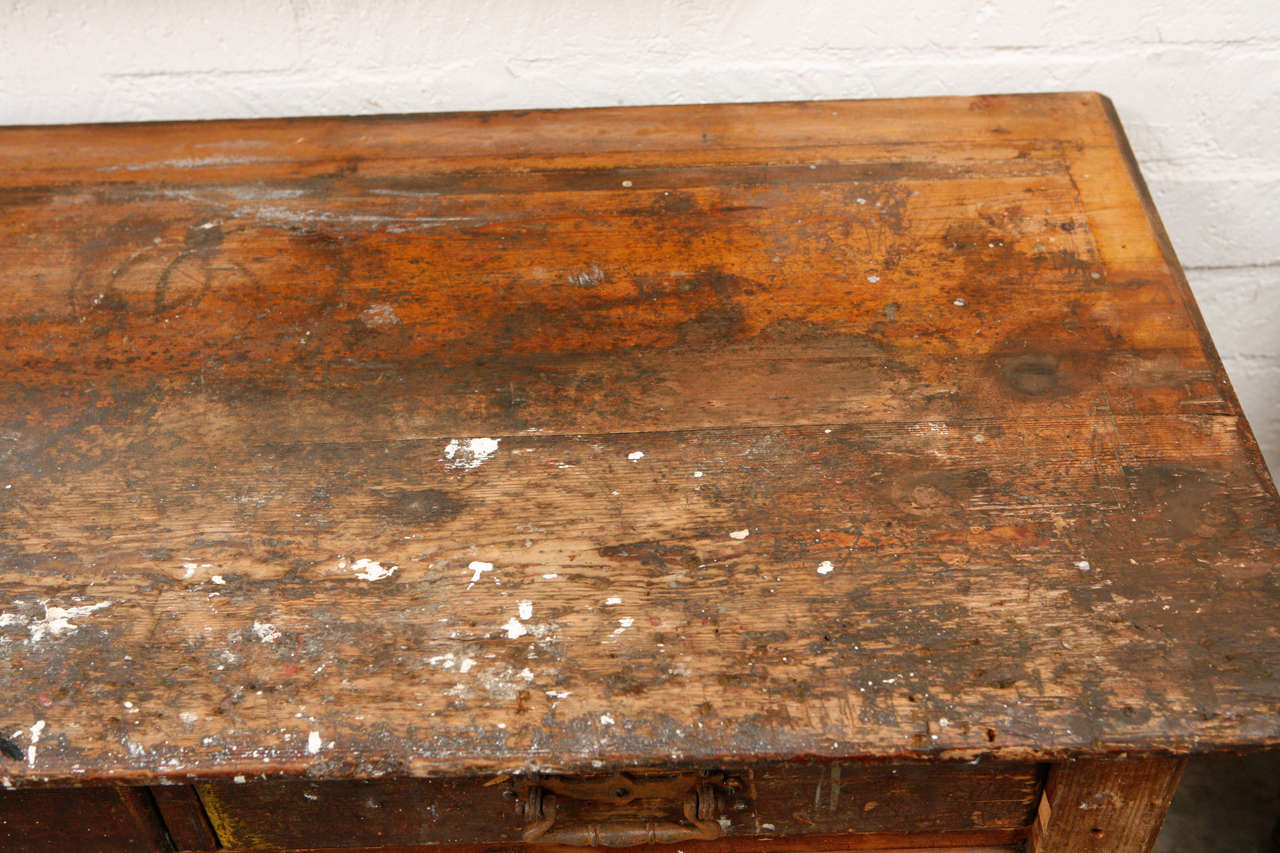 Distressed English Workman's Bench at 1stDibs