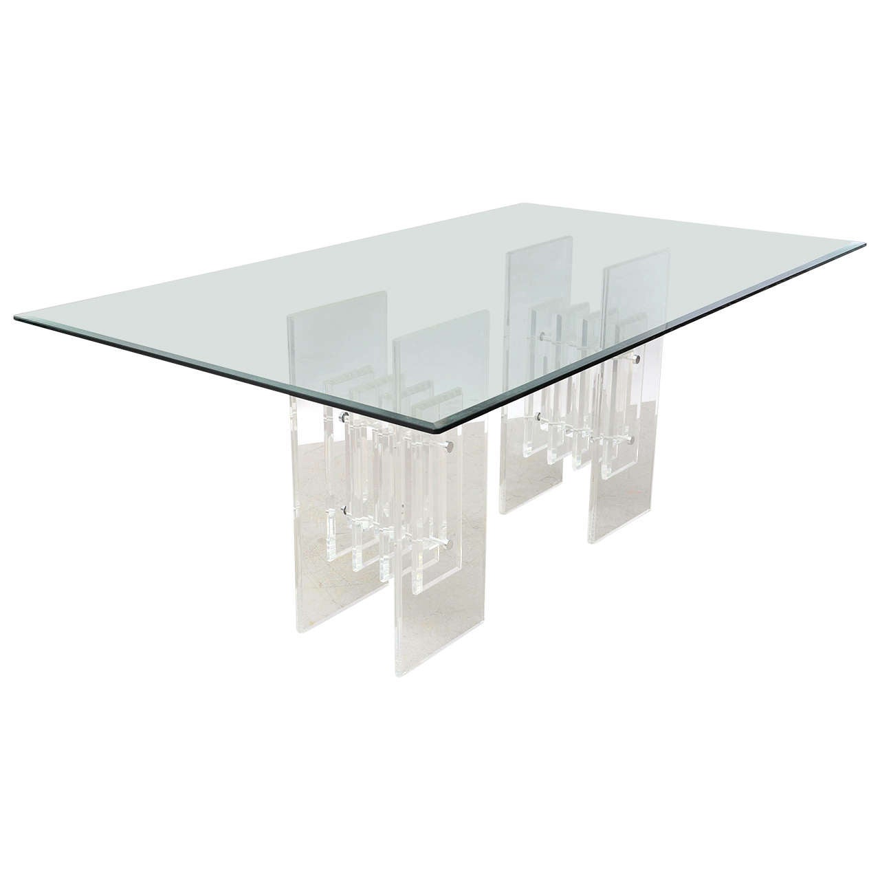 Signed Lucite Base Dining Table at 1stDibs