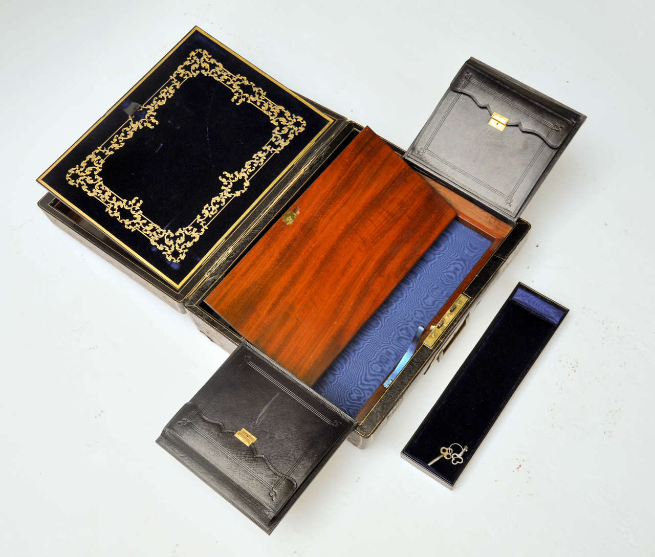 English Mahogany Tooled Leather Writing Box at 1stDibs