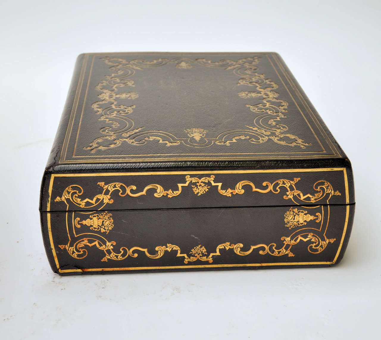 English Mahogany Tooled Leather Writing Box at 1stDibs