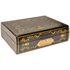 English Mahogany Tooled Leather Writing Box at 1stDibs