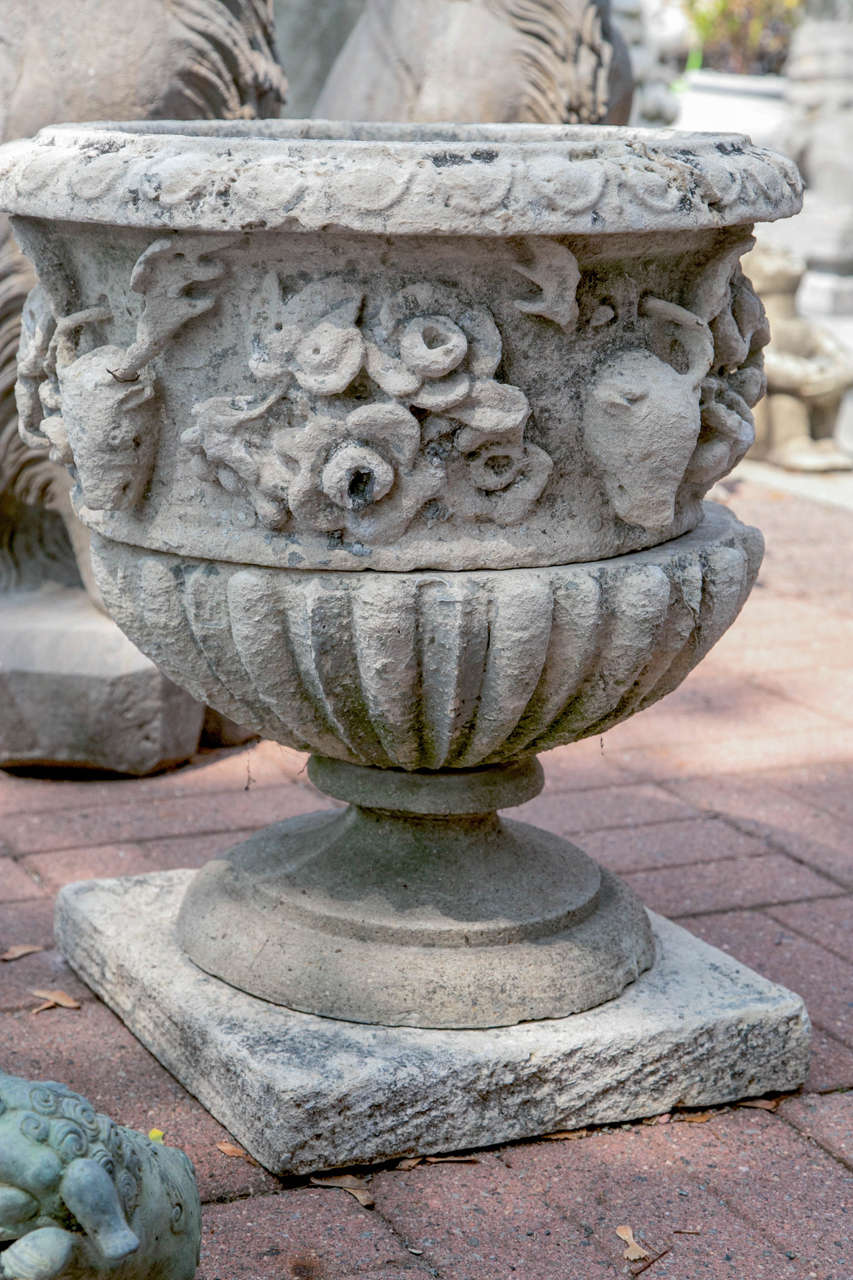Pair of Georgian Carved Limestone Urns at 1stDibs