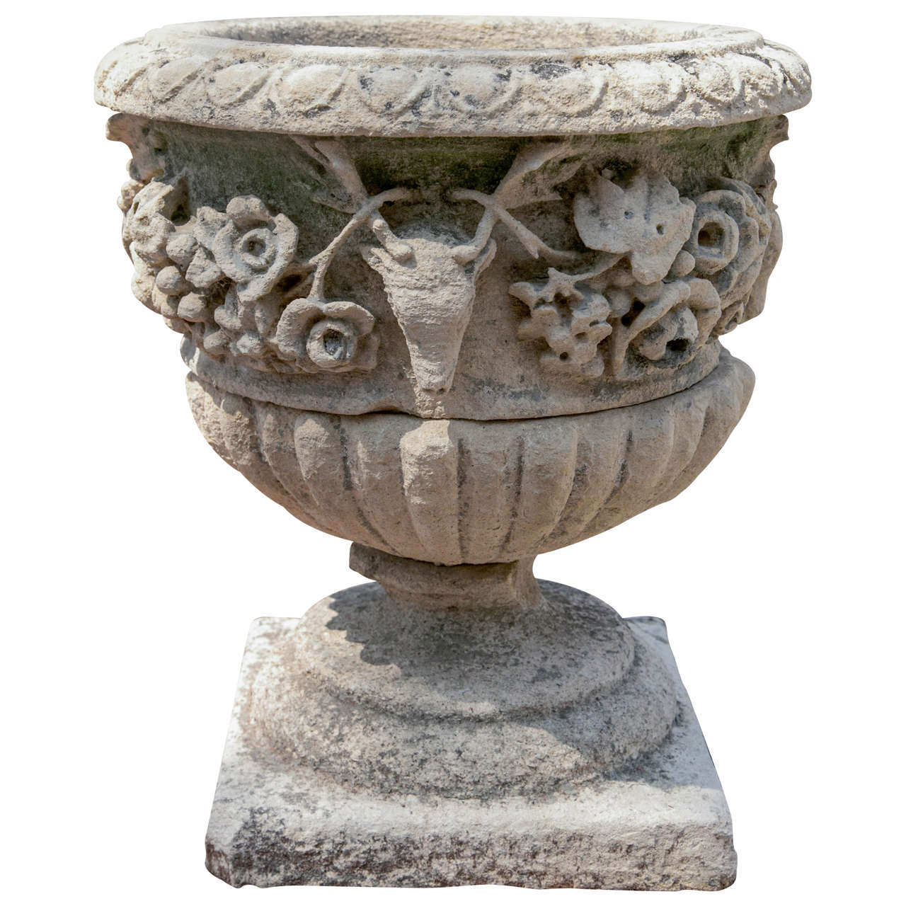 Pair of Georgian Carved Limestone Urns at 1stDibs