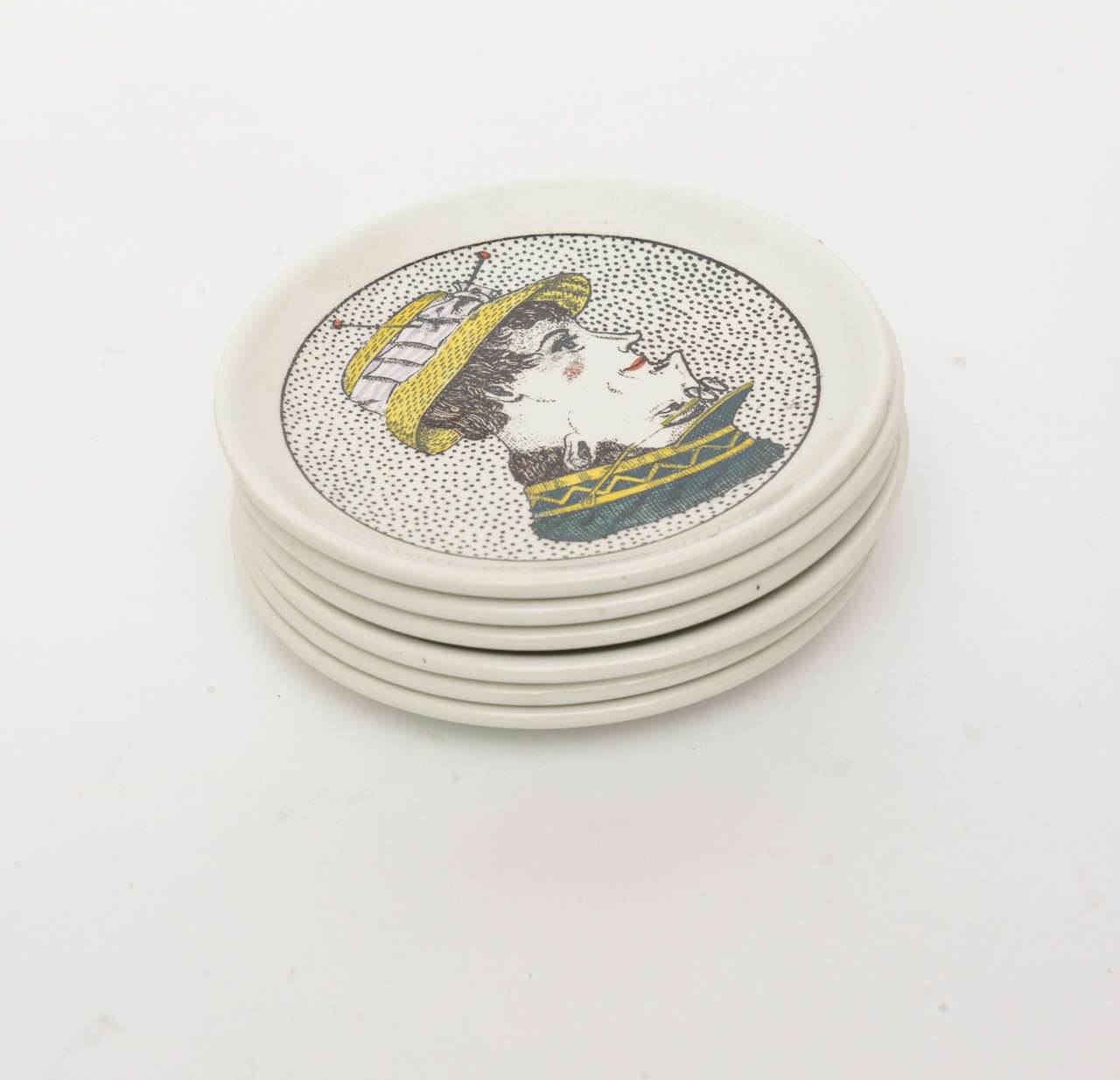 Set of Unusual Fornasetti "Double Face" Porcelain Coasters at 1stDibs