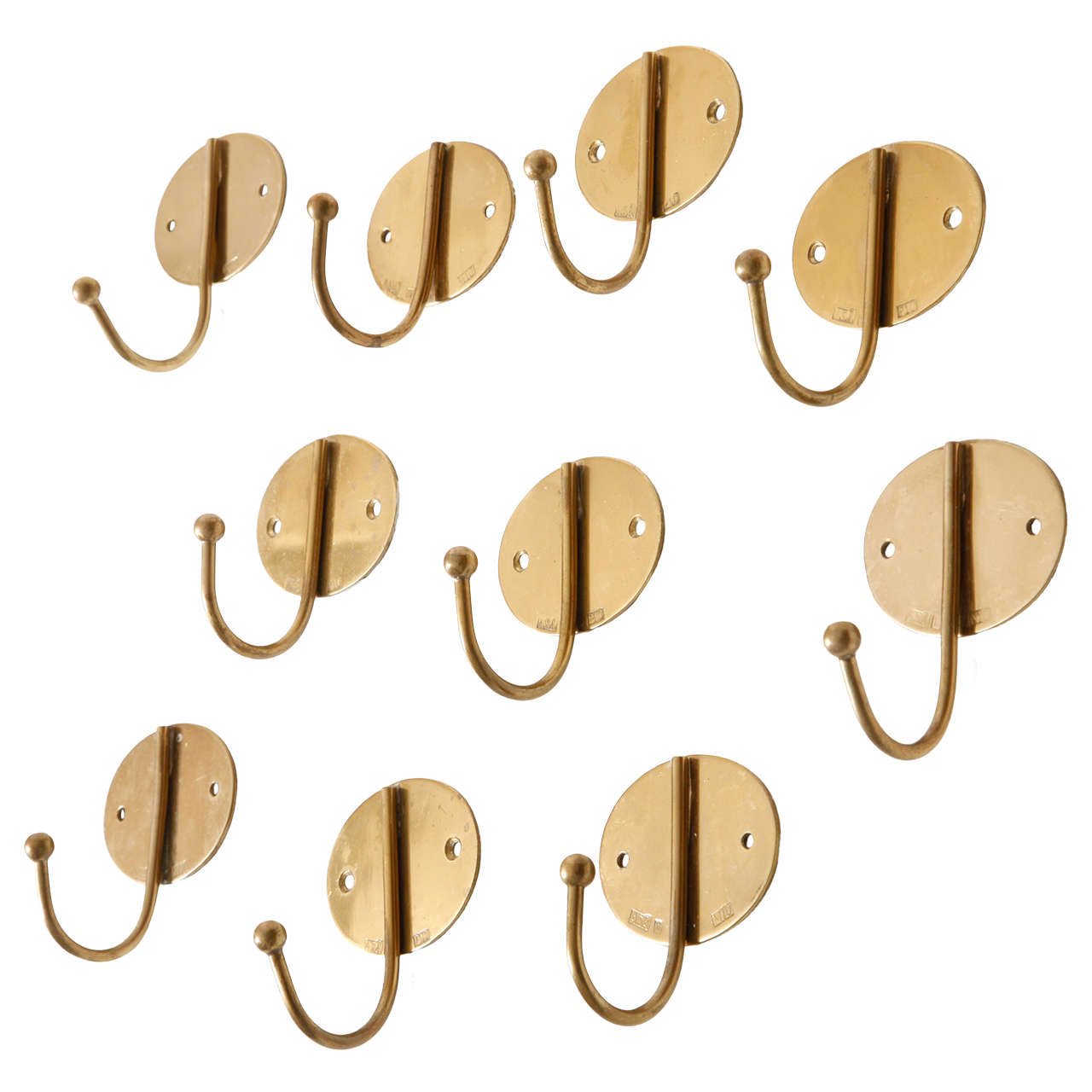 Set of Ten Brass Hooks at 1stDibs