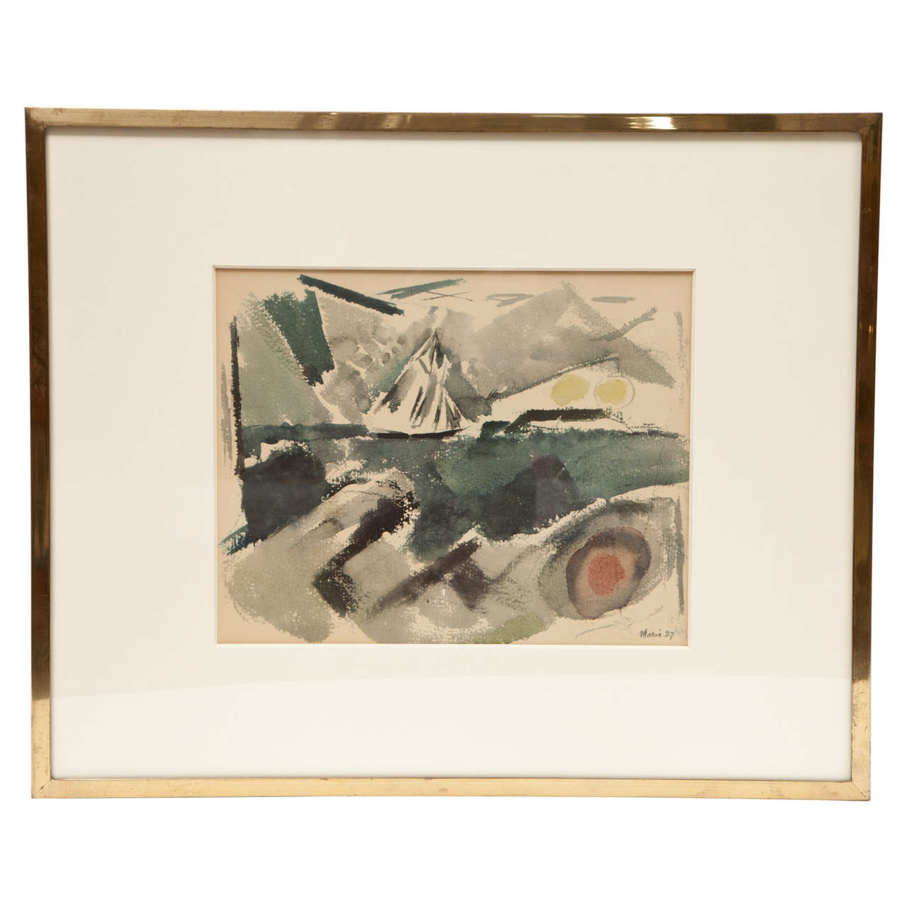 John Marin 1927 Signed Print in a Solid Brass Metal Frame at 1stDibs