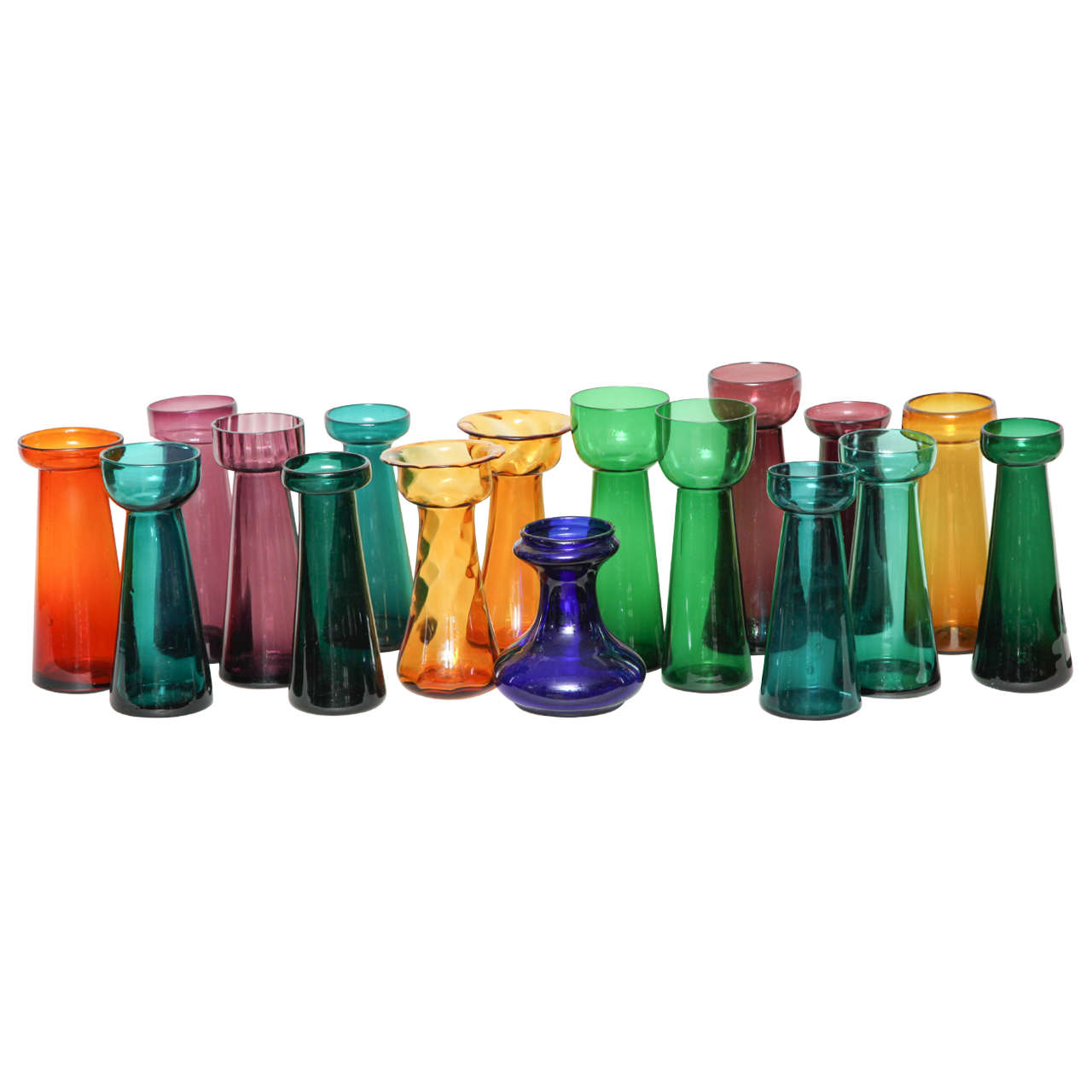 Collection of English Colored Glass Bulb Vases Priced Individually at ...