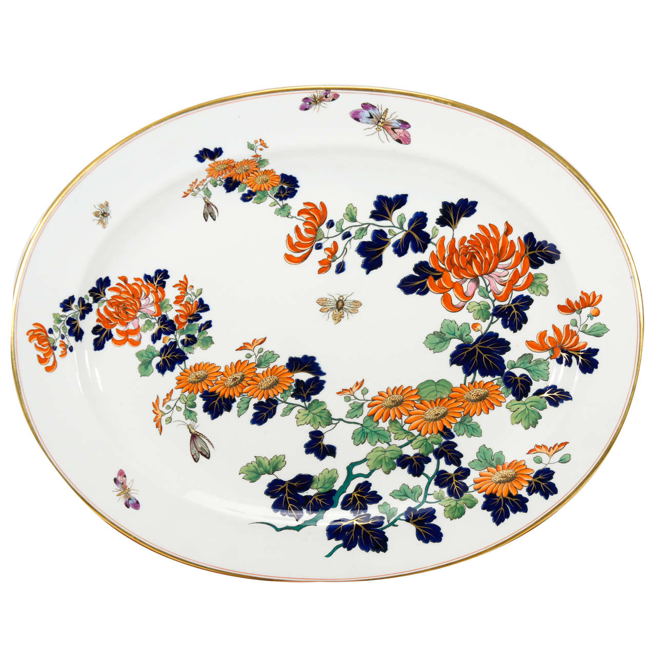 Monumental English "Imari" Decorated Platter with Butterflies For Sale ...