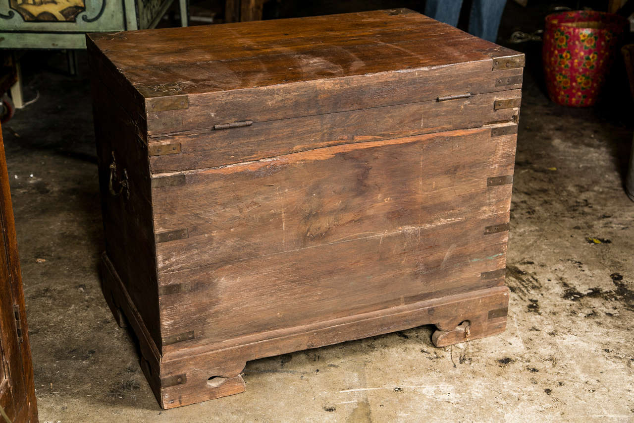 British colonial teak wood clothes trunk, India, c. 1900-20 at 1stDibs