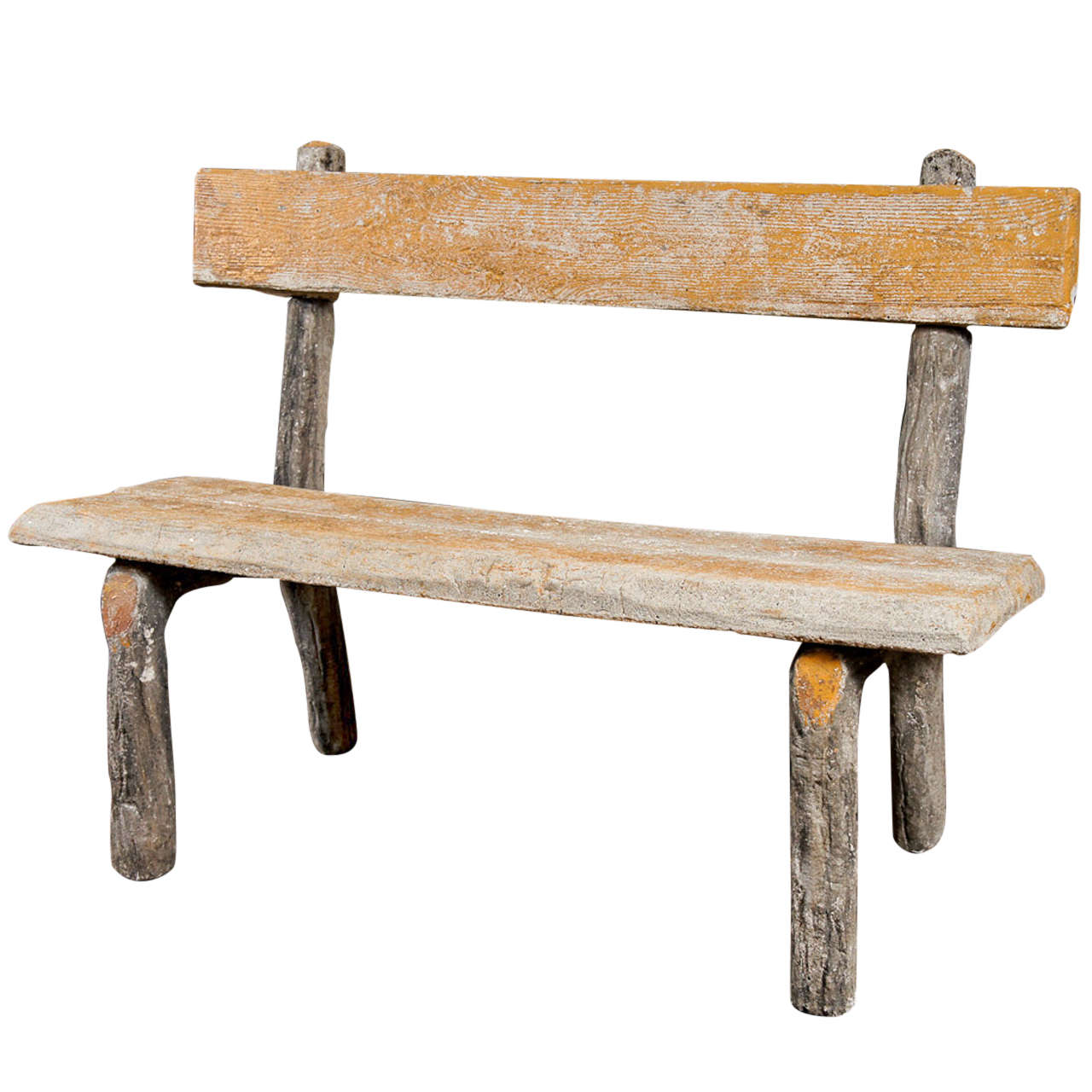 French Faux Bois Stone Garden Bench For Sale at 1stDibs