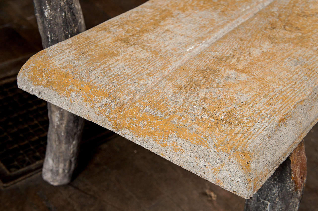 French Faux Bois Stone Garden Bench For Sale at 1stDibs