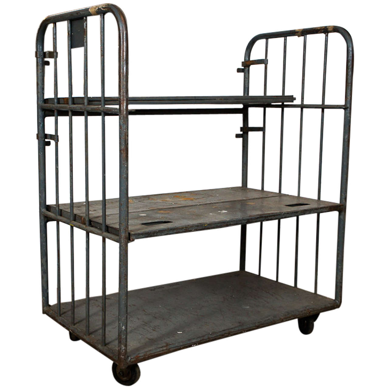 Industrial Rolling Metal Shelf System For Sale at 1stDibs