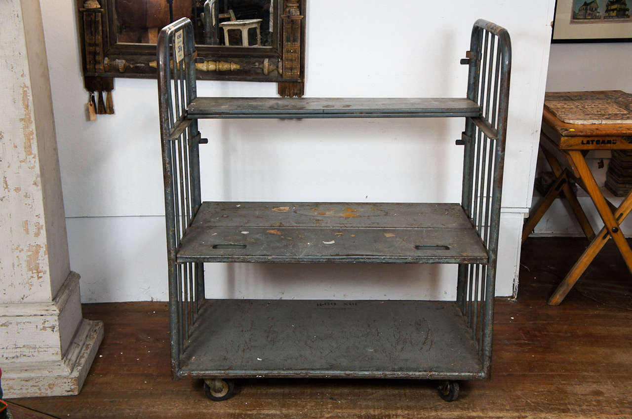 Industrial Rolling Metal Shelf System For Sale at 1stDibs