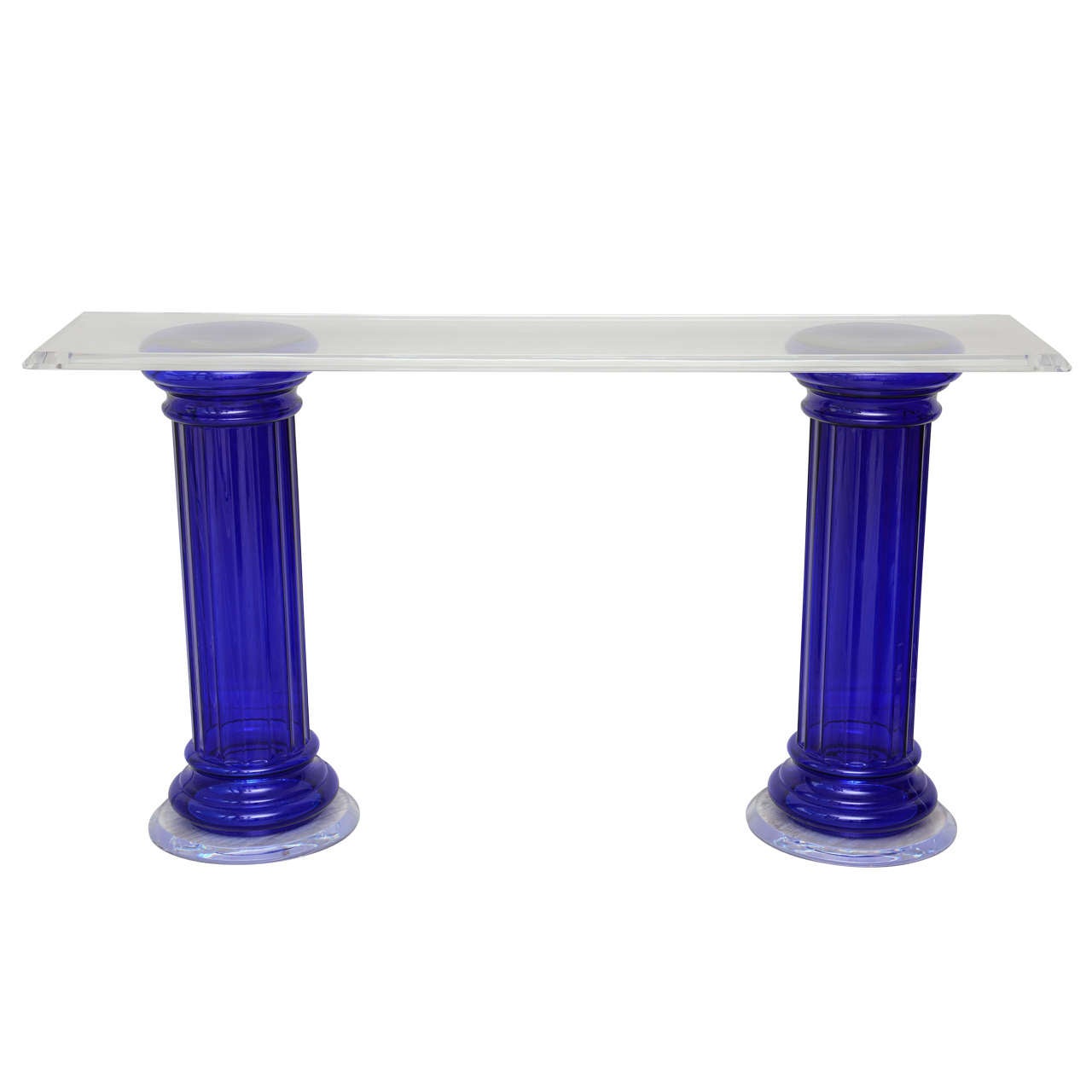 Neoclassical Lucite and Cobalt Blue Glass Console For Sale at 1stDibs ...