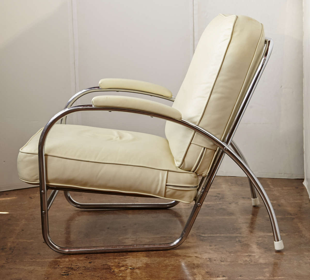 Royalchrome / Howell Art Deco Tubular Lounge Chair and Ottoman at ...