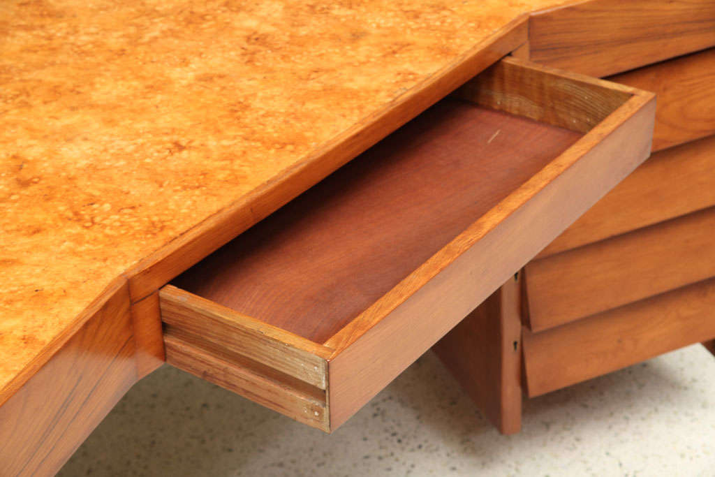 A French Modern Iron and Oak, Cork Top Desk, 1950s, by Sornay at 1stDibs