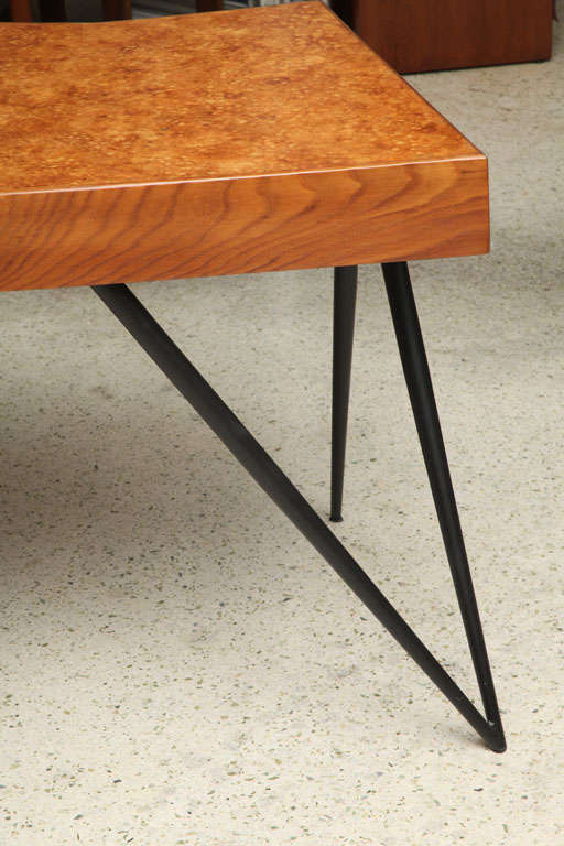 A French Modern Iron and Oak, Cork Top Desk, 1950s, by Sornay at 1stDibs