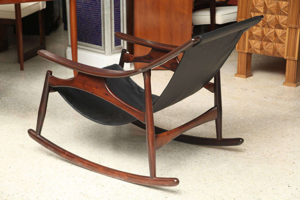A Rare Sergio Rodrigues Rosewood and Leather Rocking Chair at 1stDibs ...